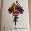 Birth Flower Family Bouquet, Birth Month Flower Art Custom, Hand Drawn ...