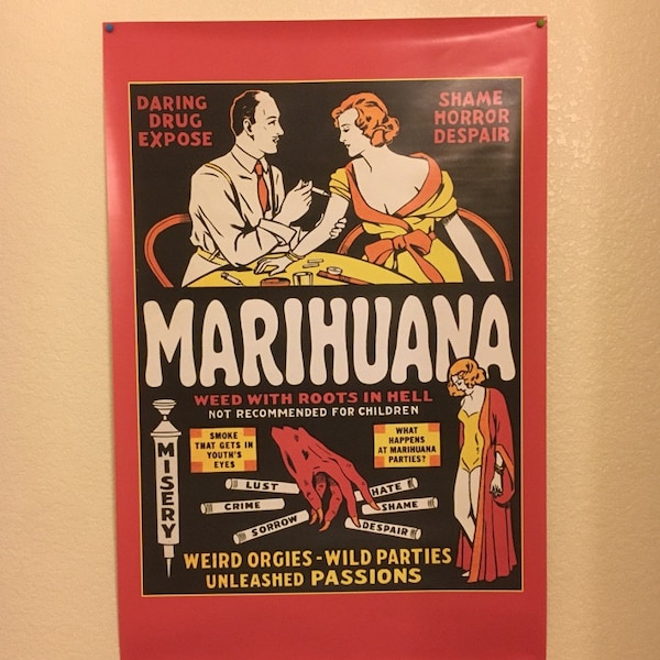 Vintage Anti-marijuana Propoganda Poster Funny Scolding Colorful Art ...