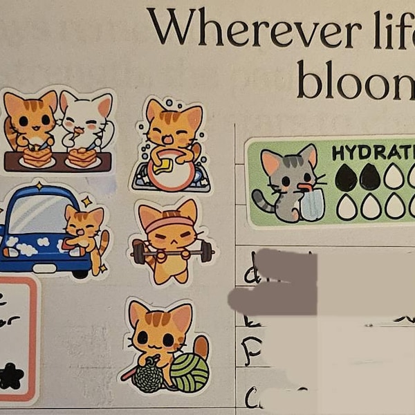 Kawaii Cat Studying Planner Stickers, Studying Reminders, Cute Planner ...