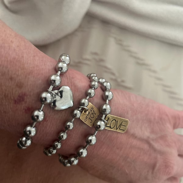 New Hand Stamped Brass Rectangle Tag - Stainless Steel Chunky Chain ...