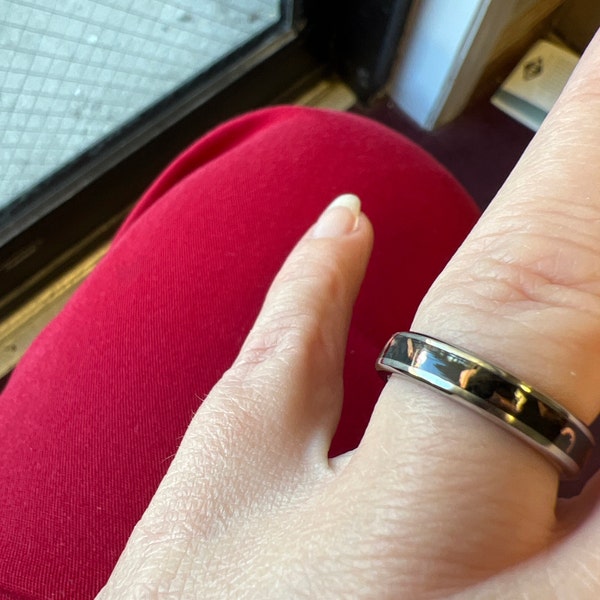 Black Ceramic Thin Red Line Ring - Thin Blue Line Ring - Offset Crushed ...