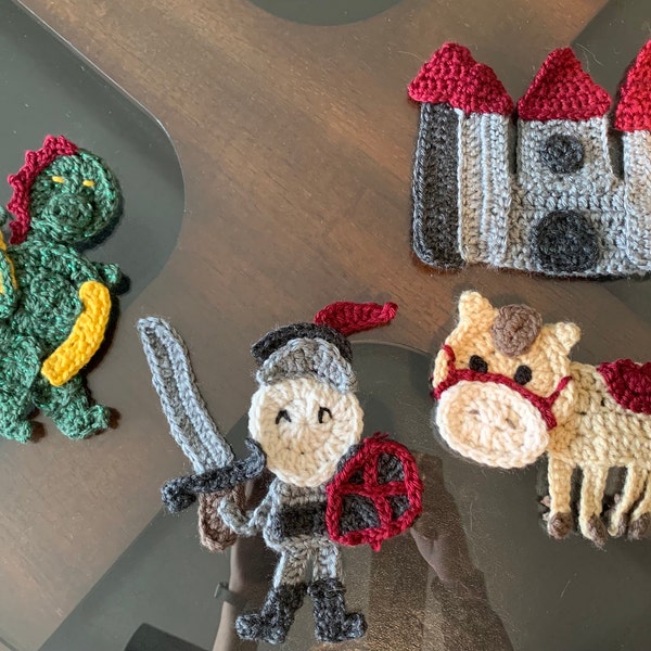 A Knights Tale Applique Pack- Crochet Pattern Only- Knight- Steed ...