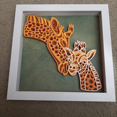 Giraffe Mom and Baby Mandala Svg Multilayer Panel for Laser - Etsy