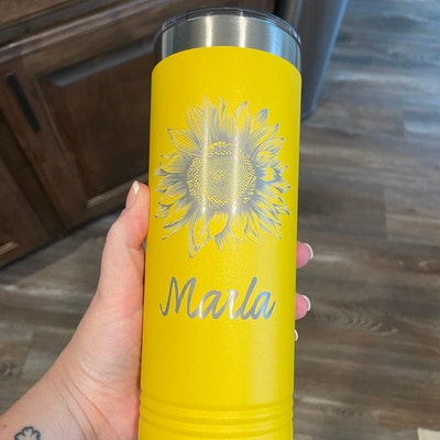 Cute Sunflower Engraved Stainless Steel Sunflower Tumbler, Insulated ...