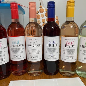 Year of Firsts Wine Labels Wedding Milestone Wine Labels Engagement ...