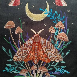 Death Head Moth Cross Stitch Pattern PDF Black Witch Craft Crescent ...