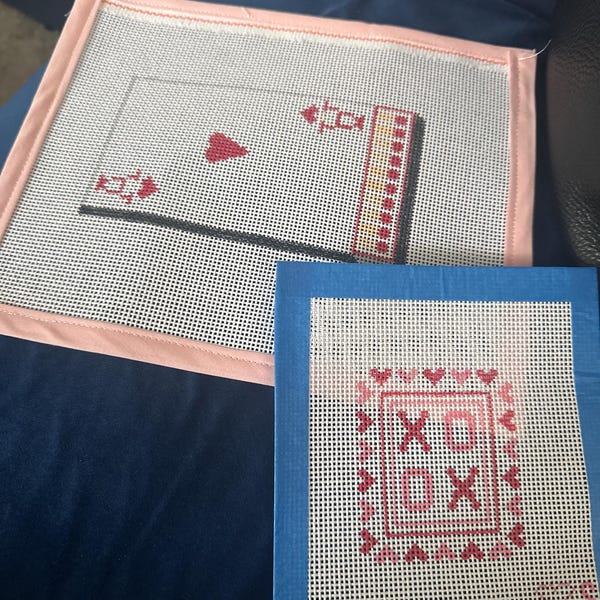 XOXO Valentines Day Handpainted Needlepoint Canvas With Threads! - Etsy