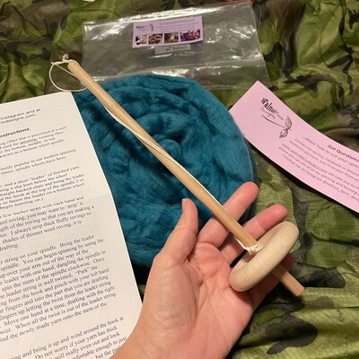 4oz Drop Spindle Bottom Whorl Kit for Beginner W/ Fiber Wool Yarn ...