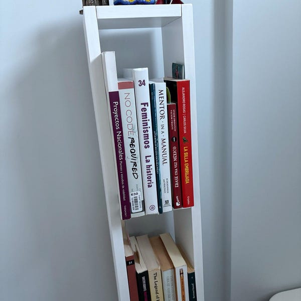 30” Narrow Deep Assembled Bookshelf, Cottage Farmhouse Modern Bookcase ...