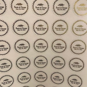 Foiled Round Wedding Labels Wedding Favour Label Foiled - Etsy