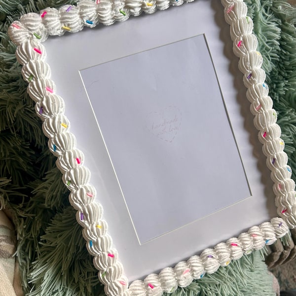 Fake Cake Photo Frame White With Colorful Sprinkles 4x6 / 5x7 / 8x10 ...