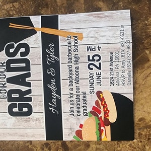 Editable GRILL for GRAD Party Invitation Graduation Barbecue BBQ Invite ...