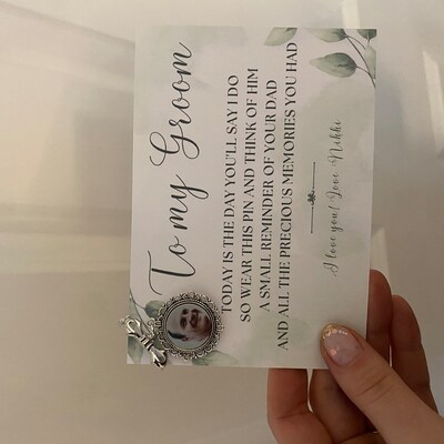 Groom Memorial Pin Groom Buttonhole Charm Groom Memory Pin Loved One ...