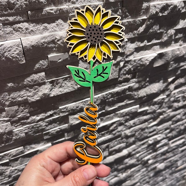 Sunflower Laser Cut Out Stick With Tag for Laser Cutting Art Valentine ...