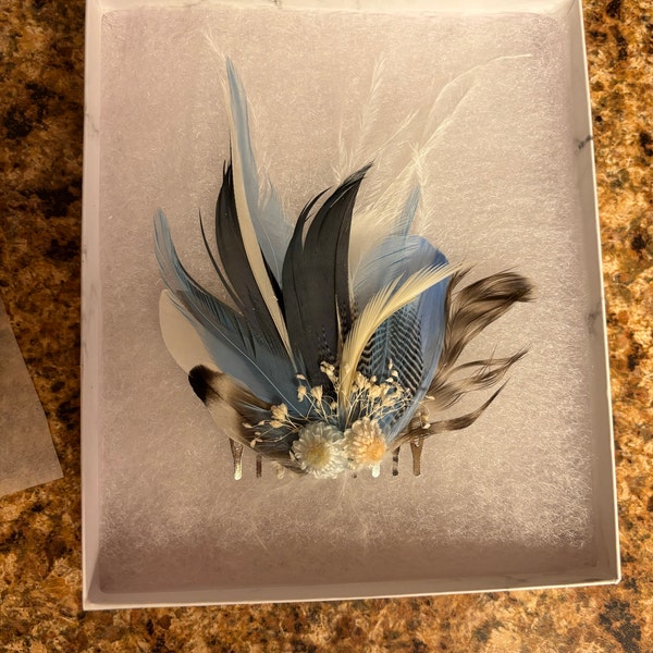 Mallard Duck Wrist Corsage Navy Feather Prom Wristlet Bride Wedding ...