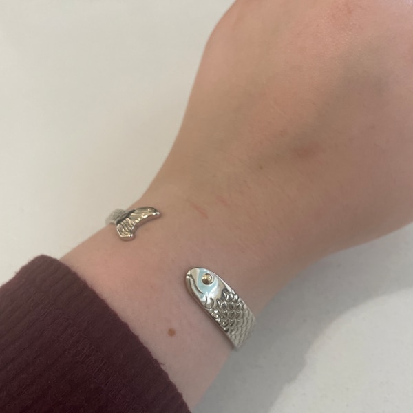 Cape Cod Fish Bracelet - Solid 925 Silver & Real 14k Gold Eye - Cape ...