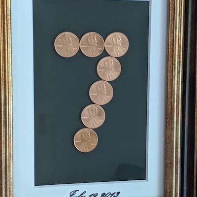 Copper Coin 7 Year Anniversary Gift Framed 7 Configuration - Etsy