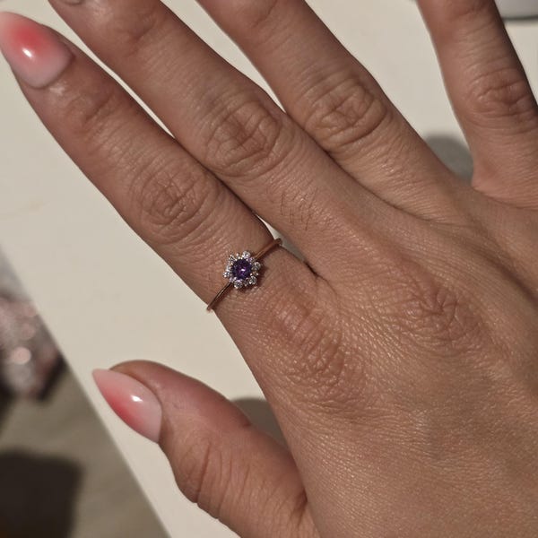 Unique Minimalist 14k Gold Diamond Cz Promise Ring for Her, Dainty Art ...