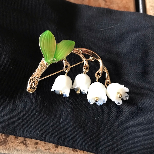 Lily of the Valley White Flower Brooch, Jade Brooch,elegant Brooch ...