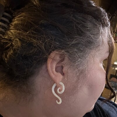 Small Spirals Tan Fake Gauges, Fake Plugs, Handmade Wood Earrings - Etsy