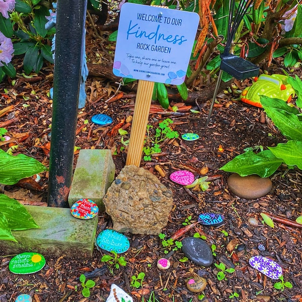 Kindness Rock Garden Sign – Outdoor Aluminum Sign, UV Printed, 6x6 Inch ...