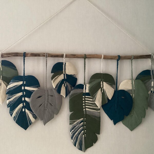 Monstera Leaf Macrame Wall Hanging: Colorful Boho Decor - Etsy