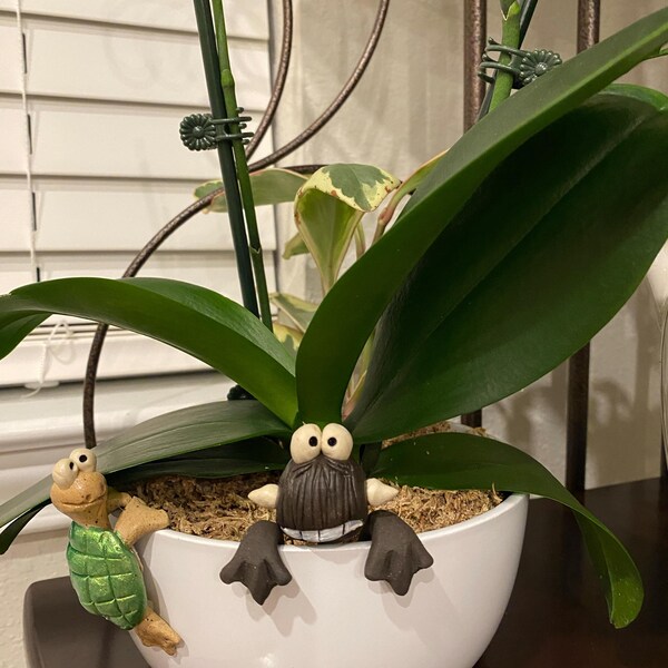 Alien Plant Buddy, Ceramic Alien, Garden Art, Plant Stake, Mini Green ...