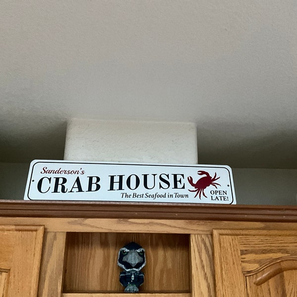 Crab House Sign, Personalized Best Seafood in Town Open Late Sign ...