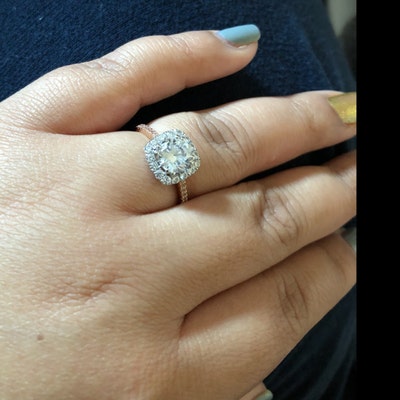 REAL Rose Gold Engagement Ring Set of 3 , Wedding Set , Moissanite ...