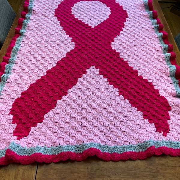 Awareness Ribbon Crochet Blanket Pattern - C2C Graph Pattern - Crochet ...