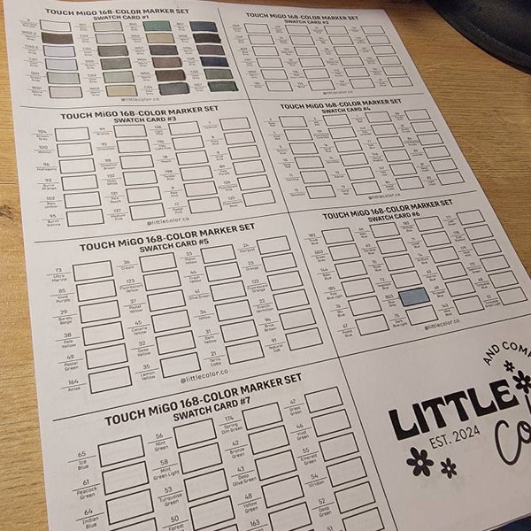 168-color Marker Set by Touch Migo Swatch Card Printable | Alcohol ...