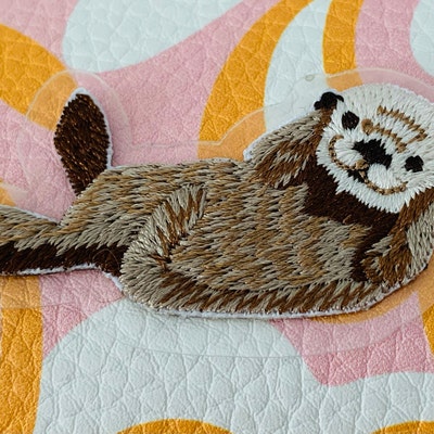 Otter Stick-on Patch, Kawaii Animal Badge, Kids Animal Decorative Patch ...