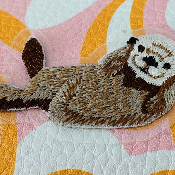 Otter Stick-on Patch, Kawaii Animal Badge, Kids Animal Decorative Patch ...