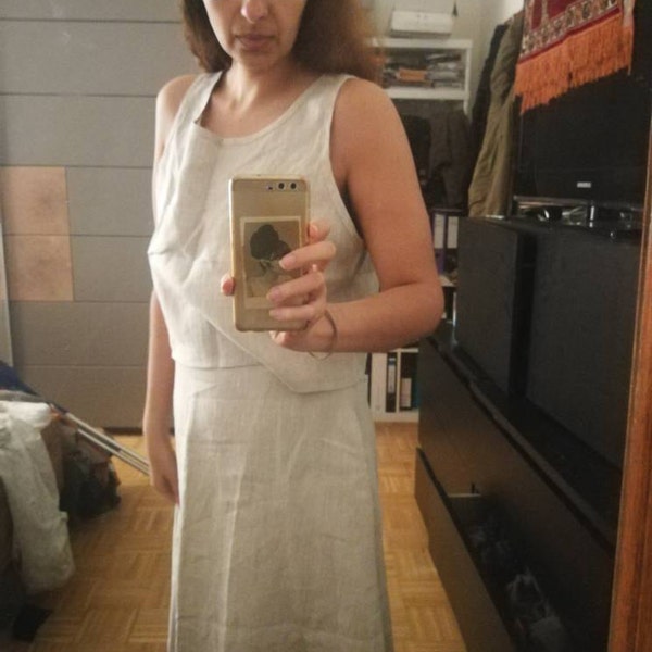 Crop Top LEIGH, Linen Sleeveless Top, Open Back Linen Top, Natural ...