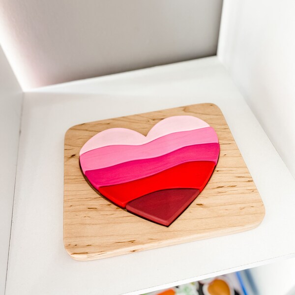 Wood Heart Puzzle, Valentines Gifts for Kids, Wooden Heart Toy ...