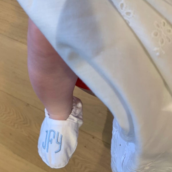 Monogrammed Infant Baptism Crib Shoes - White - Baby, Christening ...