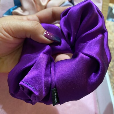 Pure Mulberry Silk Scrunchies. Deep Purple Iris Lavender - Etsy