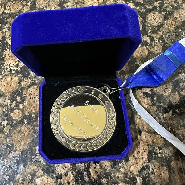 Custom Engraved Medal: Antique Gold, Silver, or Bronze in Velvet Gift ...