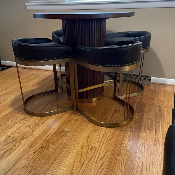 Custom Round Fluted Wood Dining Table Handmade Modern Pedestal Table ...