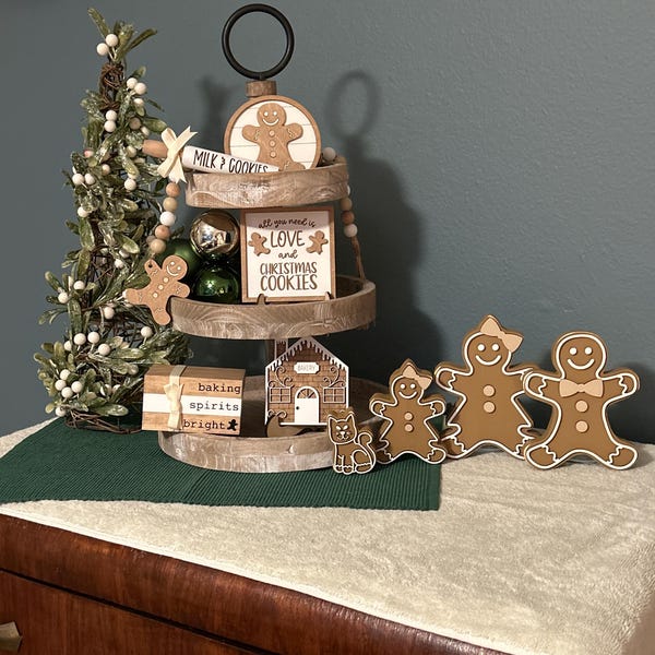 BUNDLE // Gingerbread Tier Tray Decor // Gingerbread Themed Signs ...