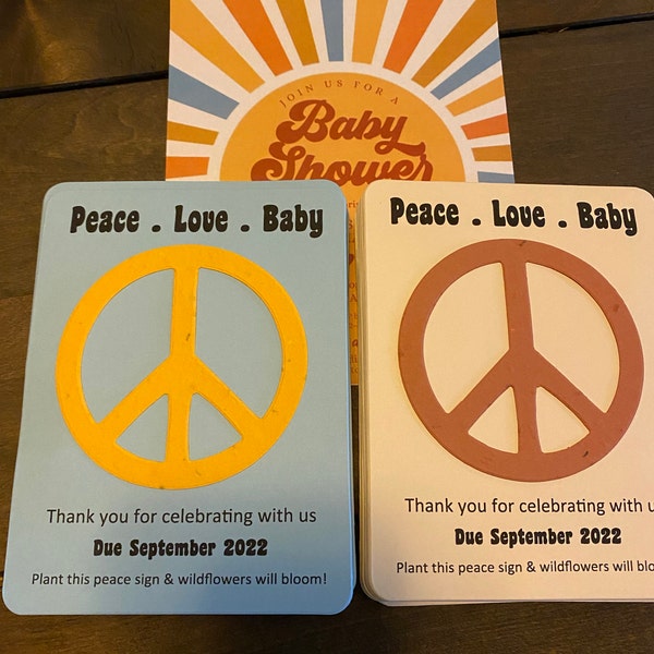 Peace Sign Baby Shower Favors (set of 12) - Plantable Seed Recycled ...