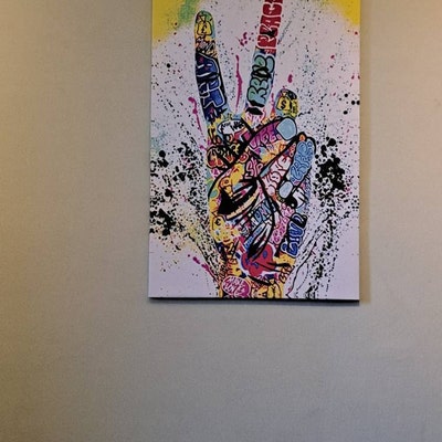 World Unity Holding Hands Graffiti Art Box Framed Printed Canvas - Etsy UK