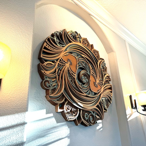Handmade Mandala Laser Cut Wooden Wall Art Divine Light by STEREOWOOD ...