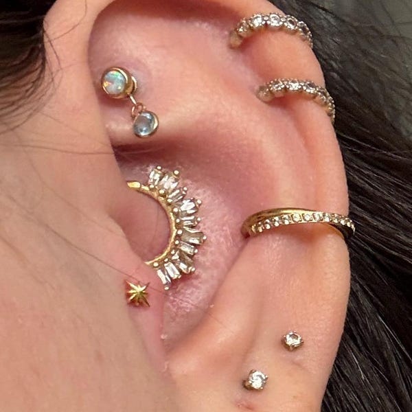 18G/16G Star Internally Threaded Labret • Tragus Stud • Conch Earrings ...