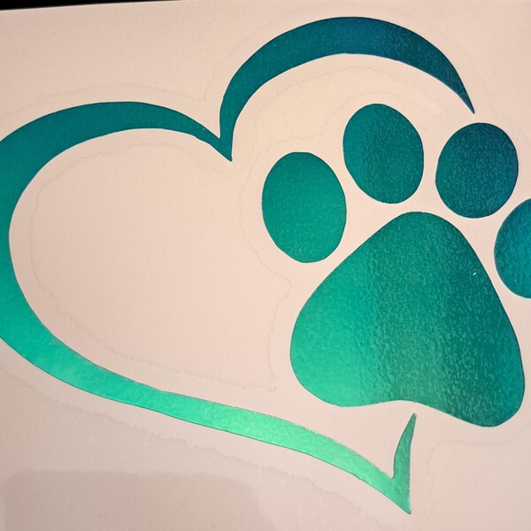 Paw Print Sticker, Heart Paw Decal, Paw Print Car Window Decal, Paw ...