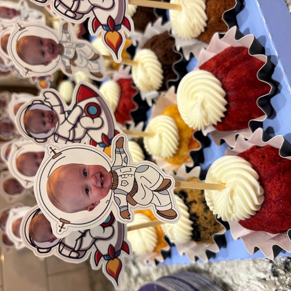 Printable Custom Photo Airplane Cupcake Topper,personalised Face Pilot ...