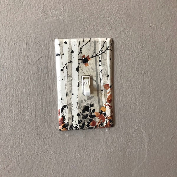 Birch Tree Switch Plate Rustic Woods Tree Decor Cabin Decor - Metal ...