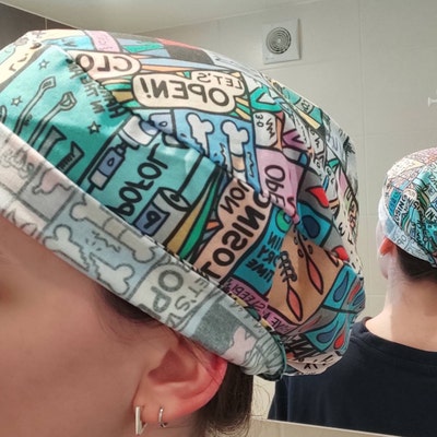 Unisex/men's Brains Scrub Hat or Surgical Cap With Tie Back, All Cotton ...