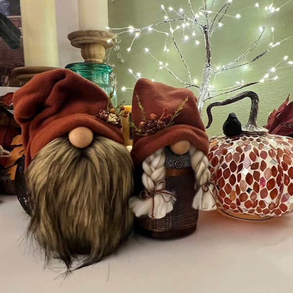 Earthy Plaid Female Gnome | Fall Gnome, Garden Gnomes, Forest Gnome ...