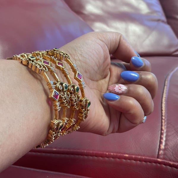 Traditional Kemp South Indian Jewelry Atigai Set With Ruby Accents ...